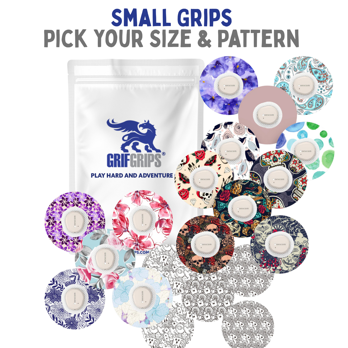 Small Grip Themes - Choose Adhesive, Shape & Design - 5 Pack - CGM Dev ...